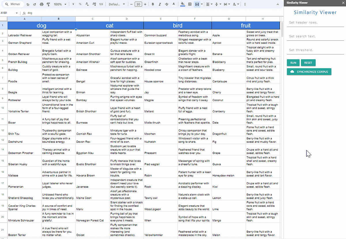 Similarity Viewer using Gemini API with Google Spreadsheet and Google Apps Script | by Kanshi ...
