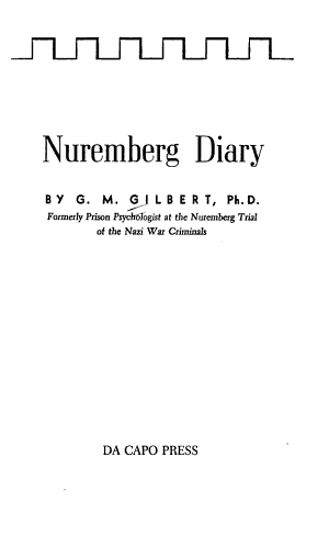 (Download PDF/Epub) Nuremberg Diary — Gustave Mark Gilbert - Morena Le ...