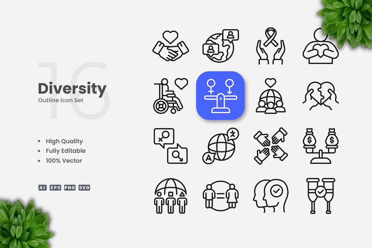 Diversity Outline Icon - Zenzest - Medium