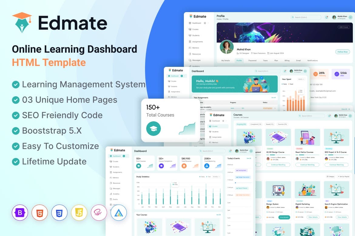 Edmate — Learning Dashboard HTML Template | by Cybercascade | Aug, 2024 | Medium