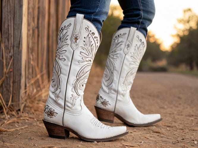 White Cowgirl Boots Knee Highs | by Vonda Garcia | Medium