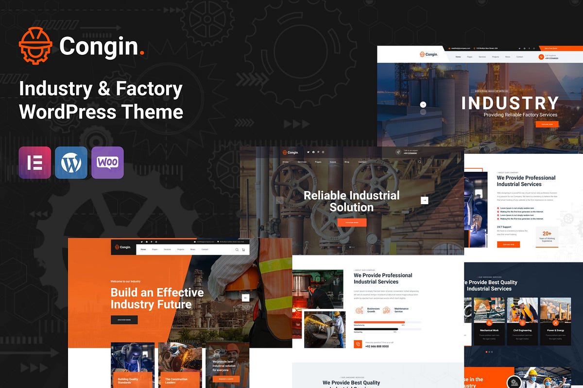 Congin — Industry & Factory WordPress Theme | by Glitchghost | Medium