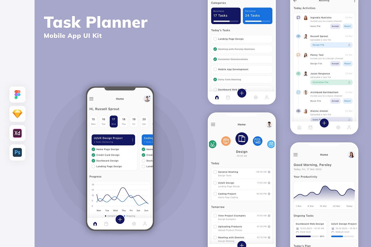 Task Planner Mobile App UI Kit | by Cyberchrysalis | Aug, 2024 | Medium