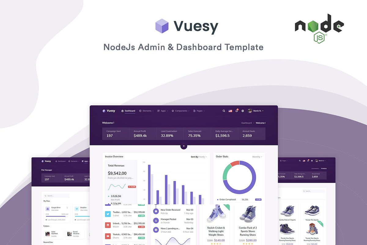 Vuesy — NodeJs Admin & Dashboard Template | by Auroraborealis | Medium
