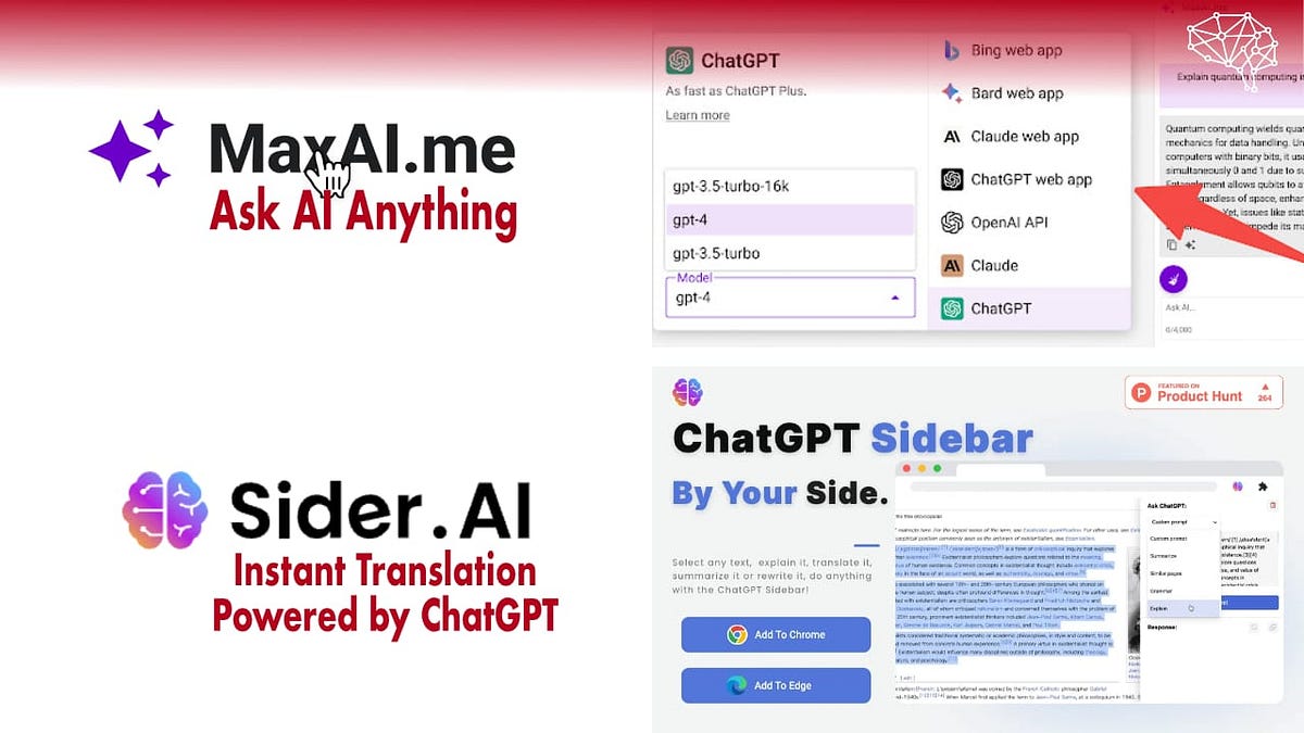 MaxAI and Sider AI GPT-Powered Browser-Based Top Widgets | by Saygin Celen | AI Frontier X | Medium