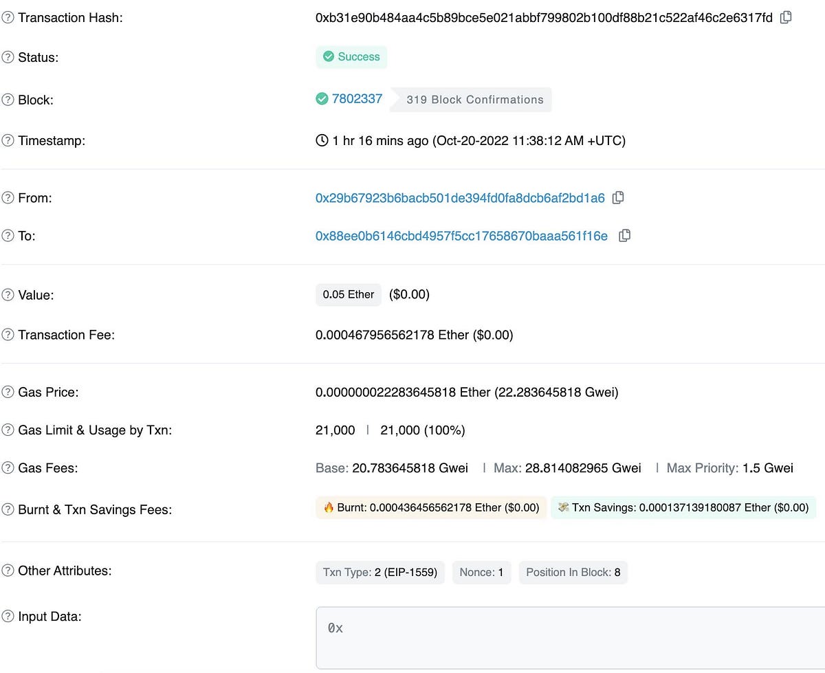 針對 Etherscan transaction page 中的資訊來理解 & 學習 範例資訊頁面連結 圖片： Transaction Hash: 該筆交易的 hash Status: 狀態 ...