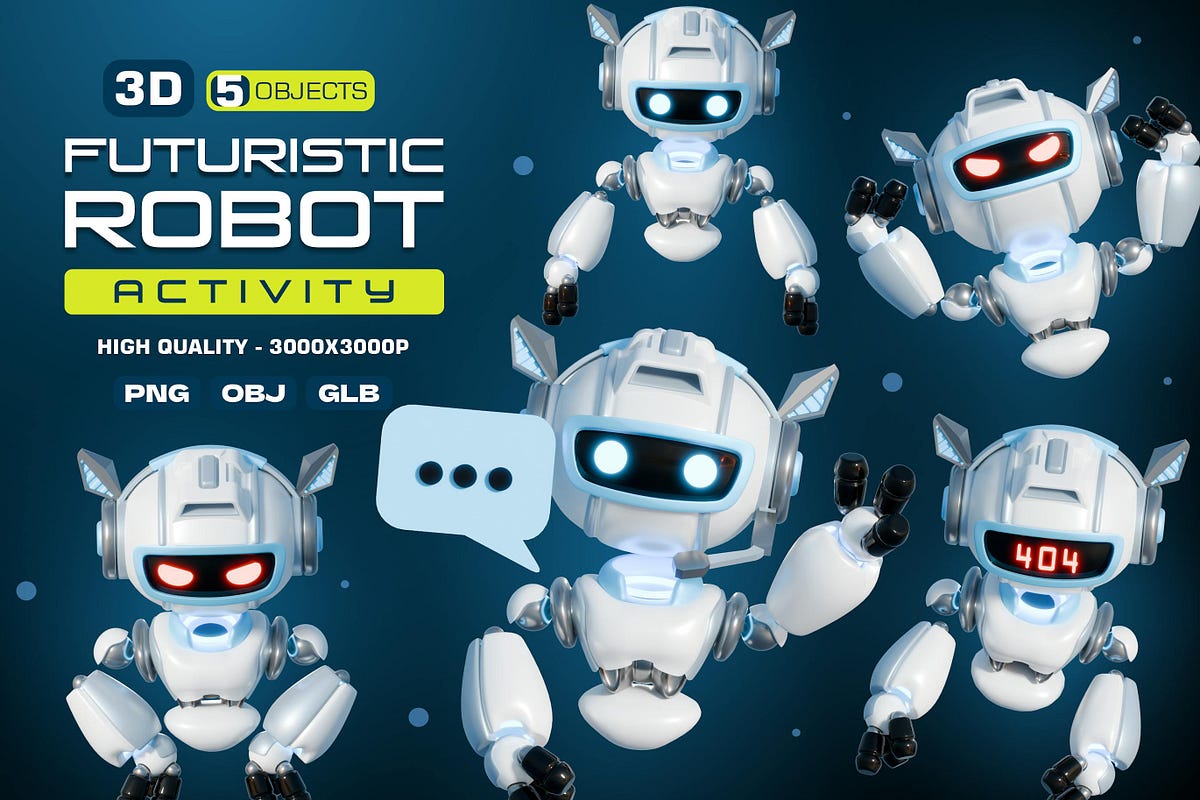 Futuristic Robot Activity 3D Illustrations Objects Graphics | by ...