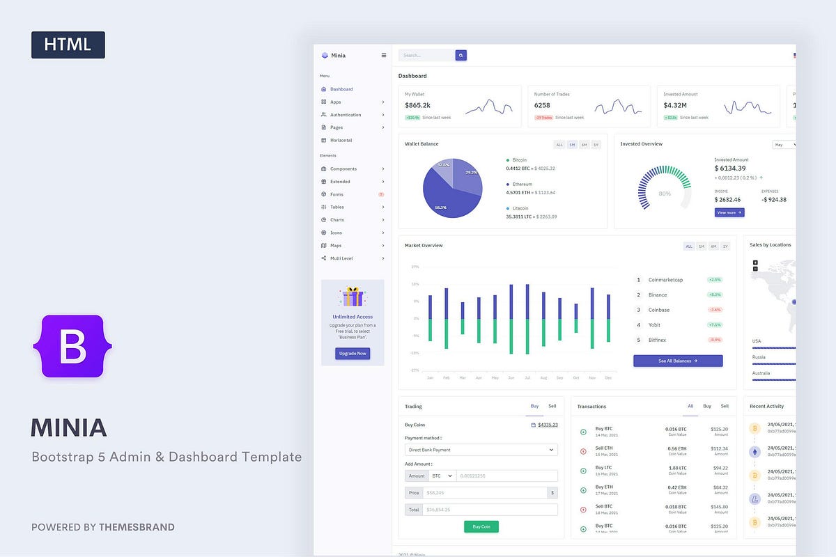 Minia — Bootstrap 5 Admin & Dashboard Template | by Fractalfaerie | Aug ...
