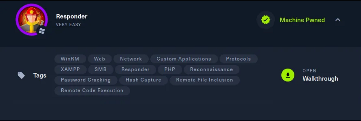 Hack the Box: Responder. Tools used: NMAP, John the Ripper… | by ...