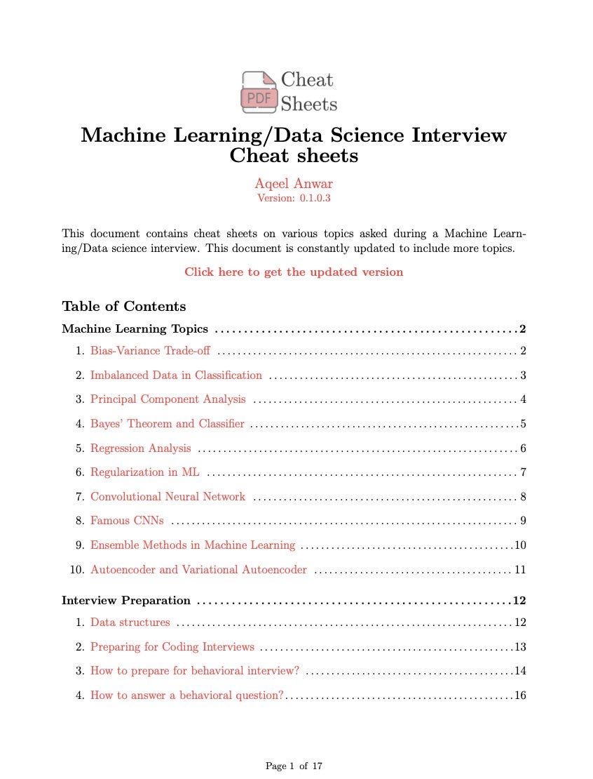A Must-Have Cheat Sheet Collection for Machine Learning Interviews | by AI Engineering | Medium