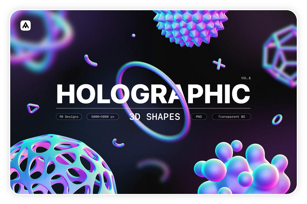 Holographic 3D shapes collection (Objects Graphics) | by Miamarionette ...
