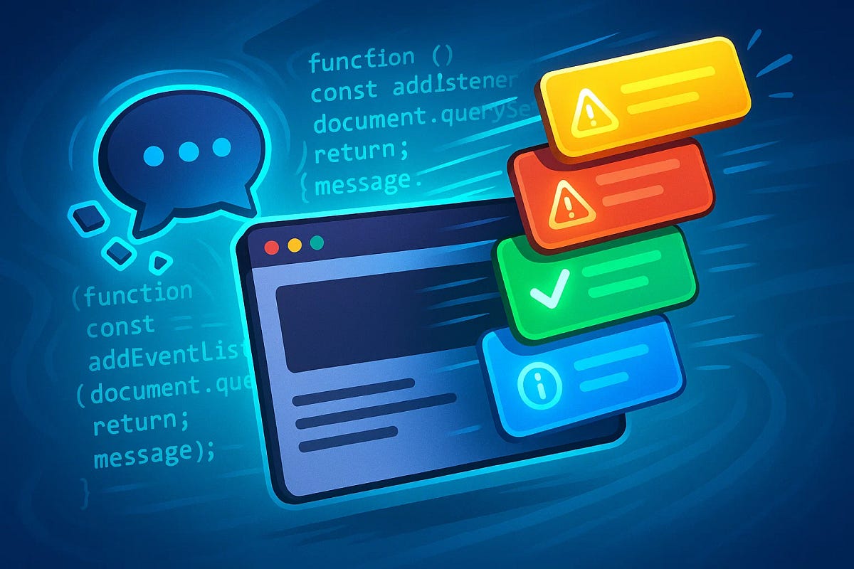 Building a Reusable Toast Notification System in Vanilla JavaScript (No Frameworks) | by Zain ...