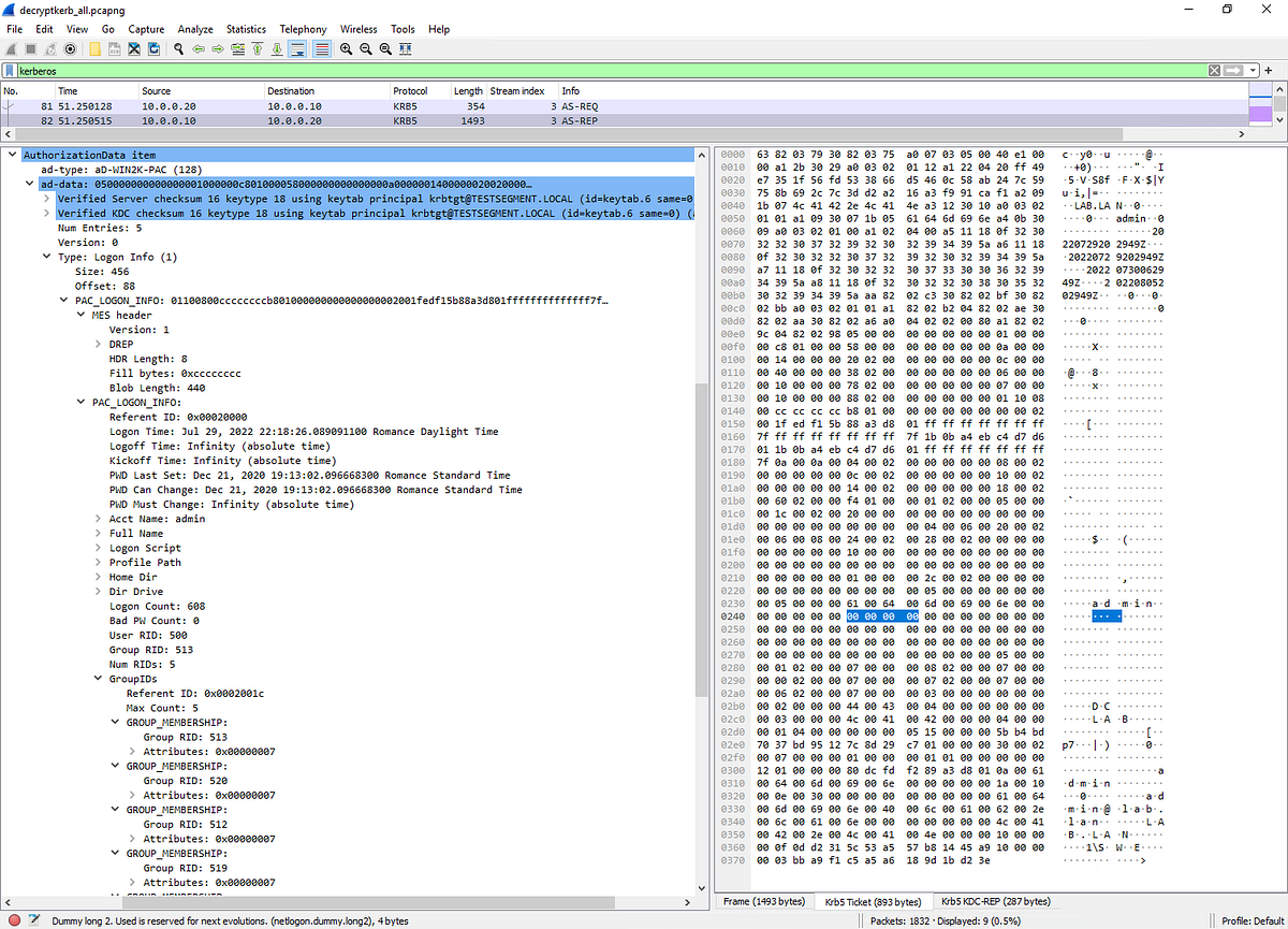 Decrypt Kerberos/NTLM “encrypted stub data” in Wireshark | by Clément Notin [Tenable] | Tenable ...