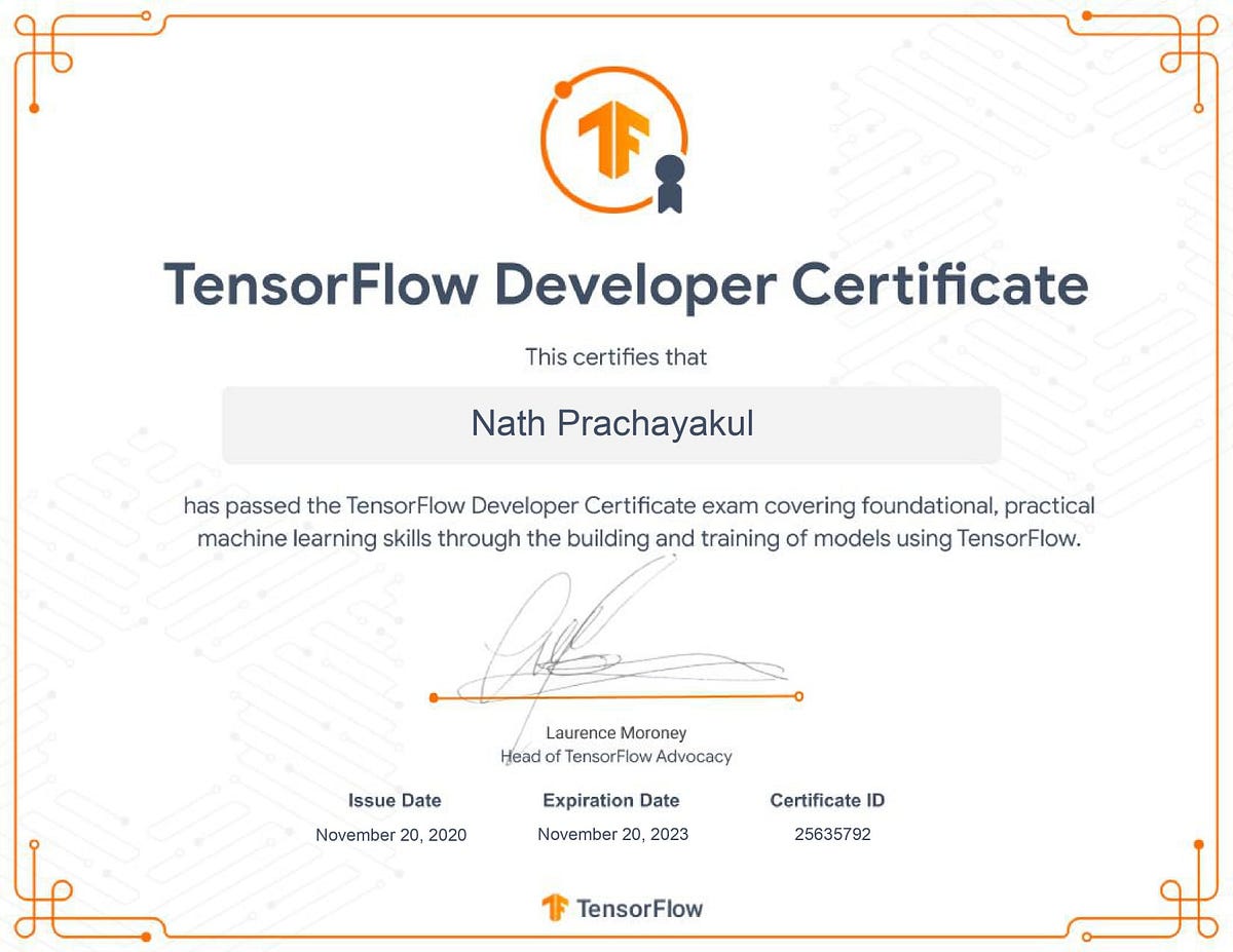 รีวิวการสอบ Tensorflow Developer Certificate | by Nath Prachayakul | Medium