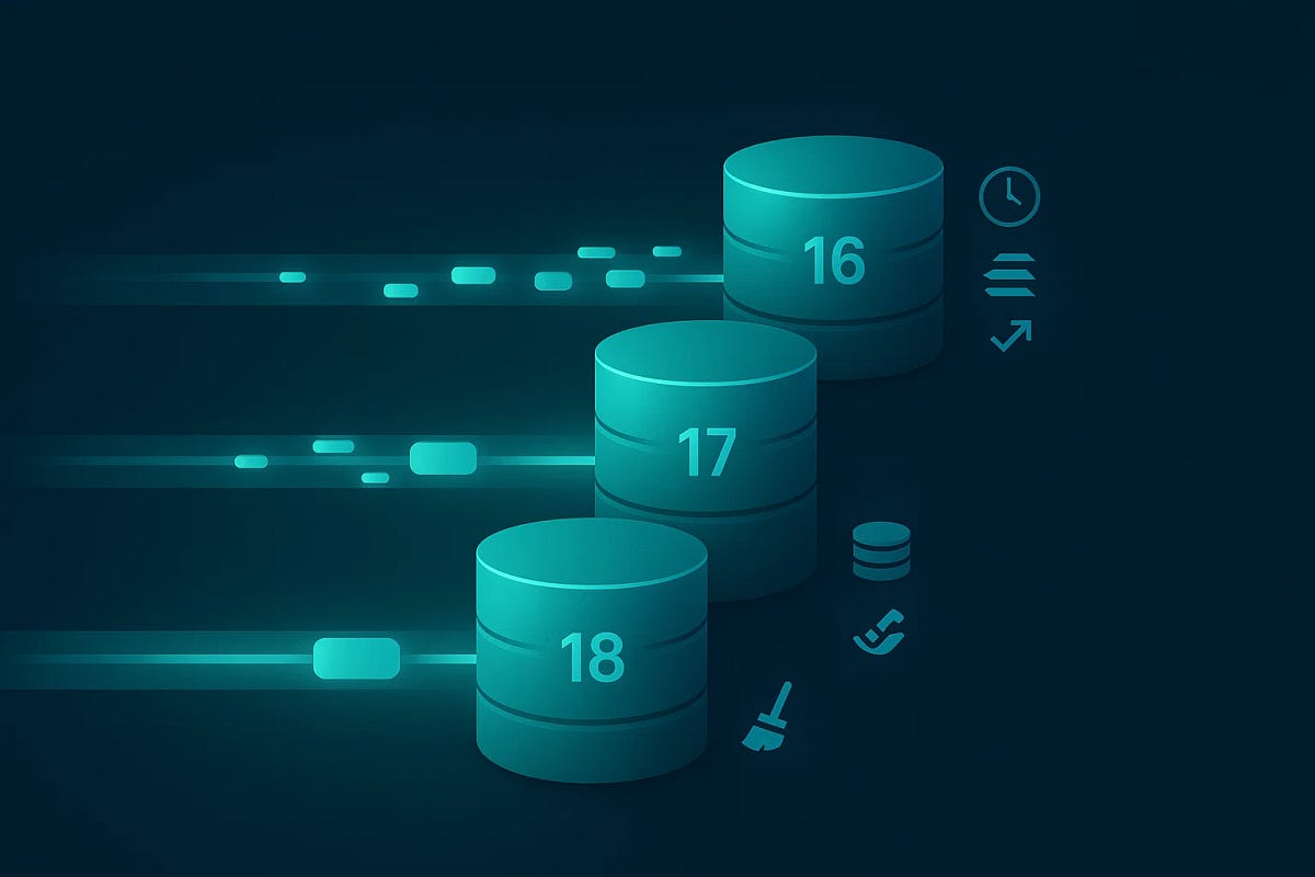 Postgres 16 vs 17 vs 18 — real upgrade results you can trust | by The Concurrent Mind | Medium