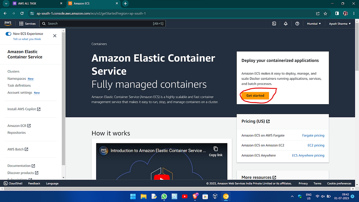 Exploring the ECS service, setting up the necessary configurations, and ...