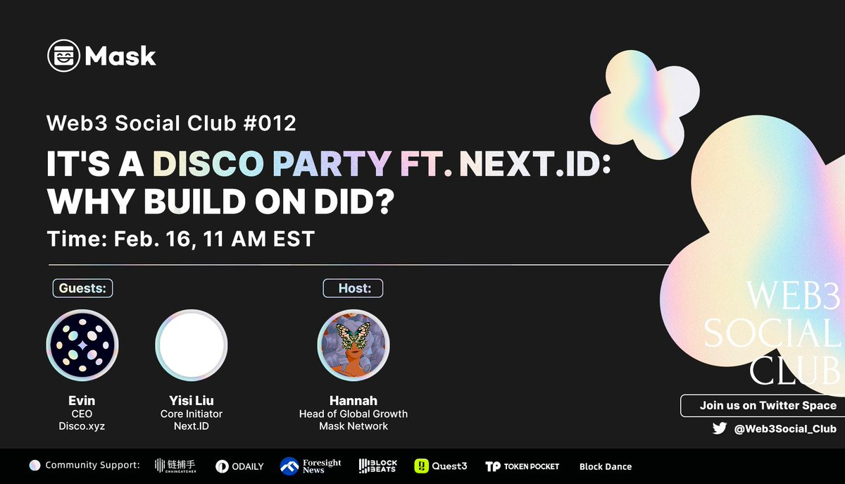 Web3 Social Club Vol. 12 | It’s A Disco.xyz Party Ft. Next.ID: Why Build on DID? | by Web3 ...