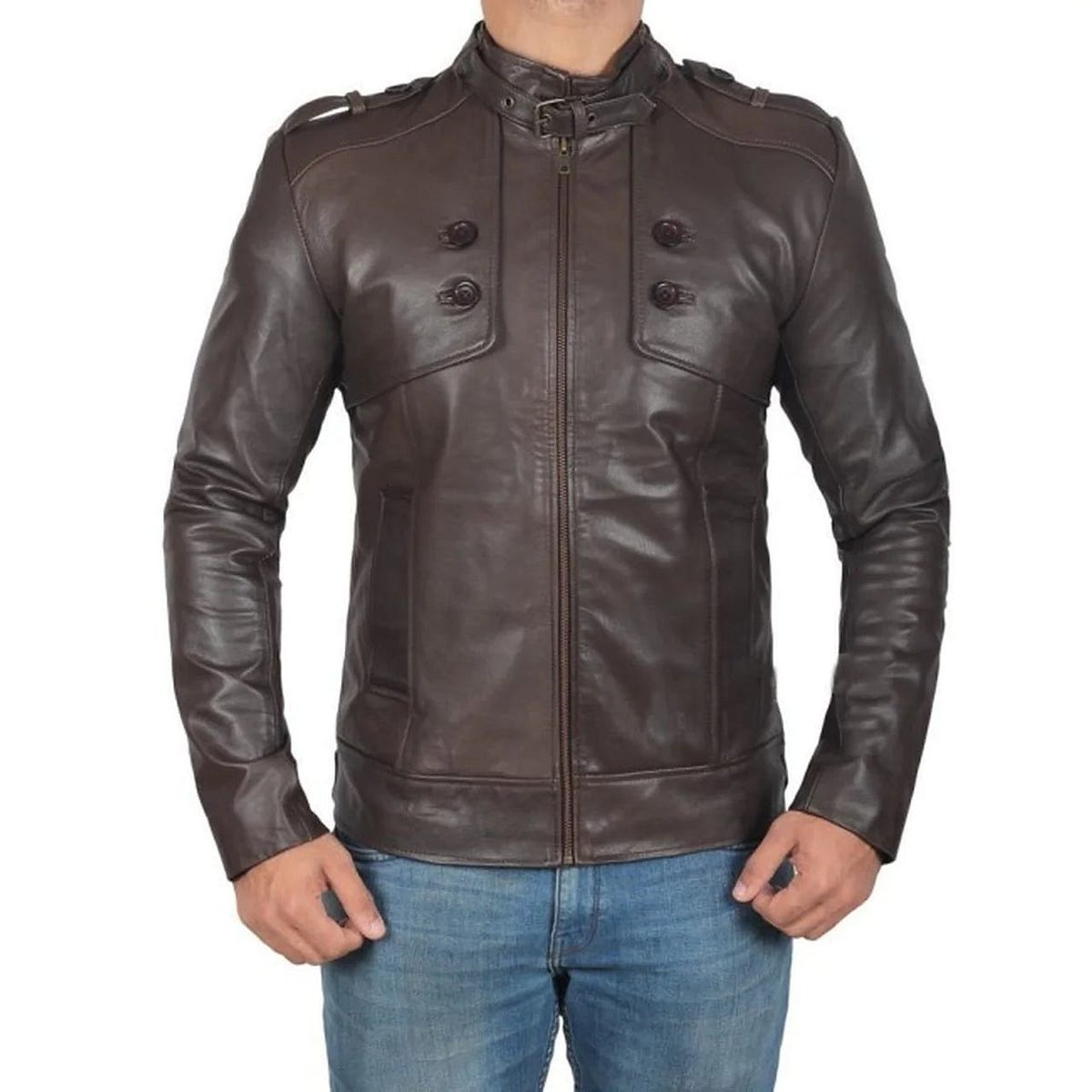 Timeless Elegance: The Dark Brown Button Pocket Leather Jacket | by ...