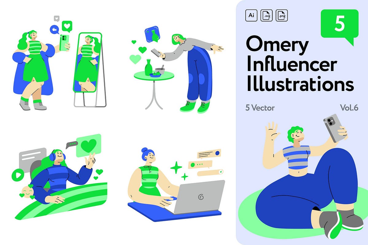 Omery Influencer Illustrations Vol.6 Illustrations Graphics | by ...