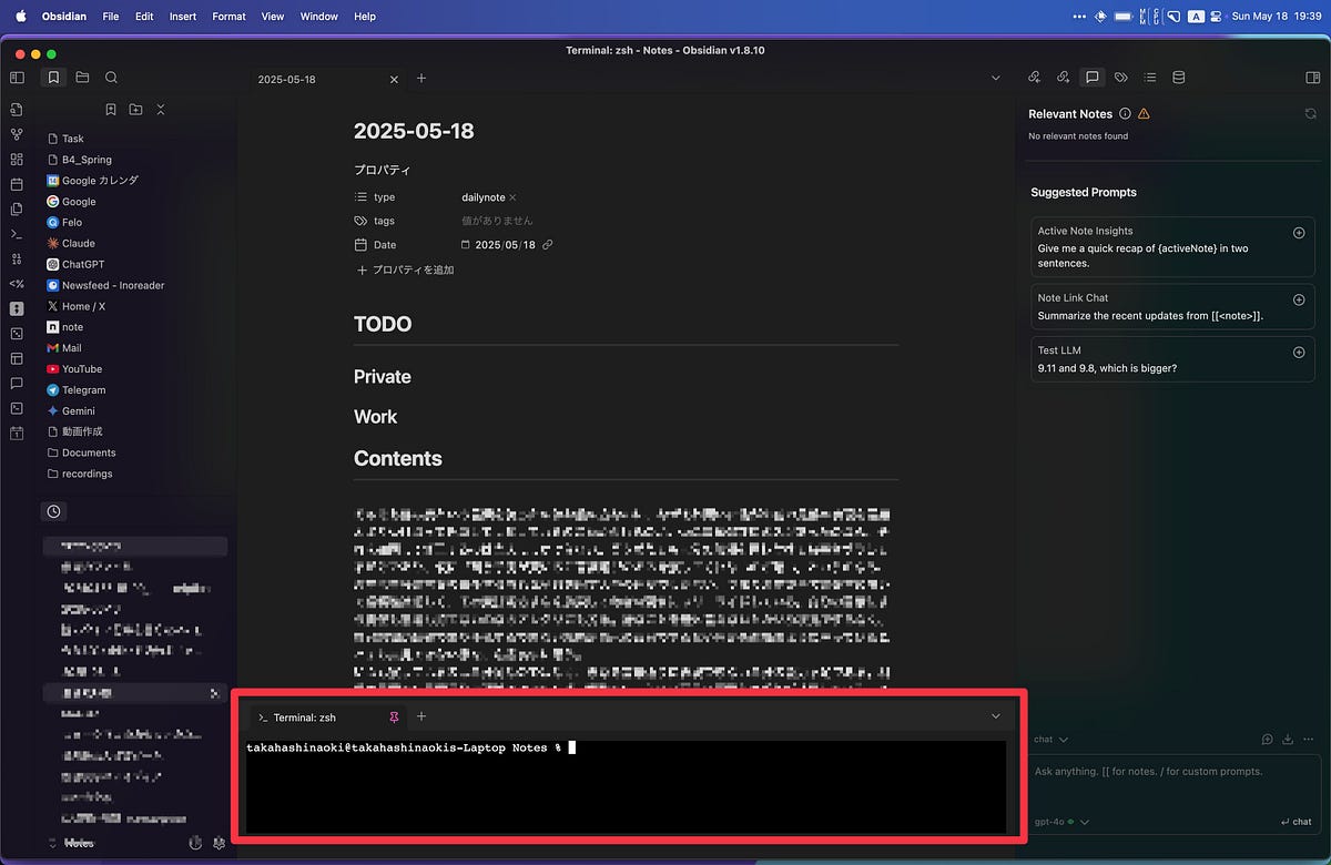 Transforming Obsidian into a Cursor-like Experience | by Naoki Takahashi (NT) | Medium