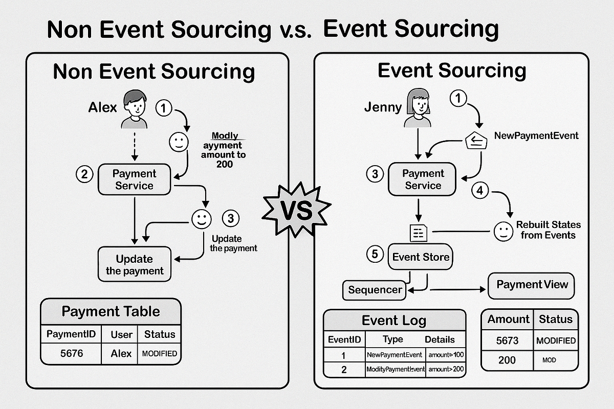 CRUD vs. Event Sourcing: Comparing Two Contrasting Approaches | by Dinesh Arney | Medium