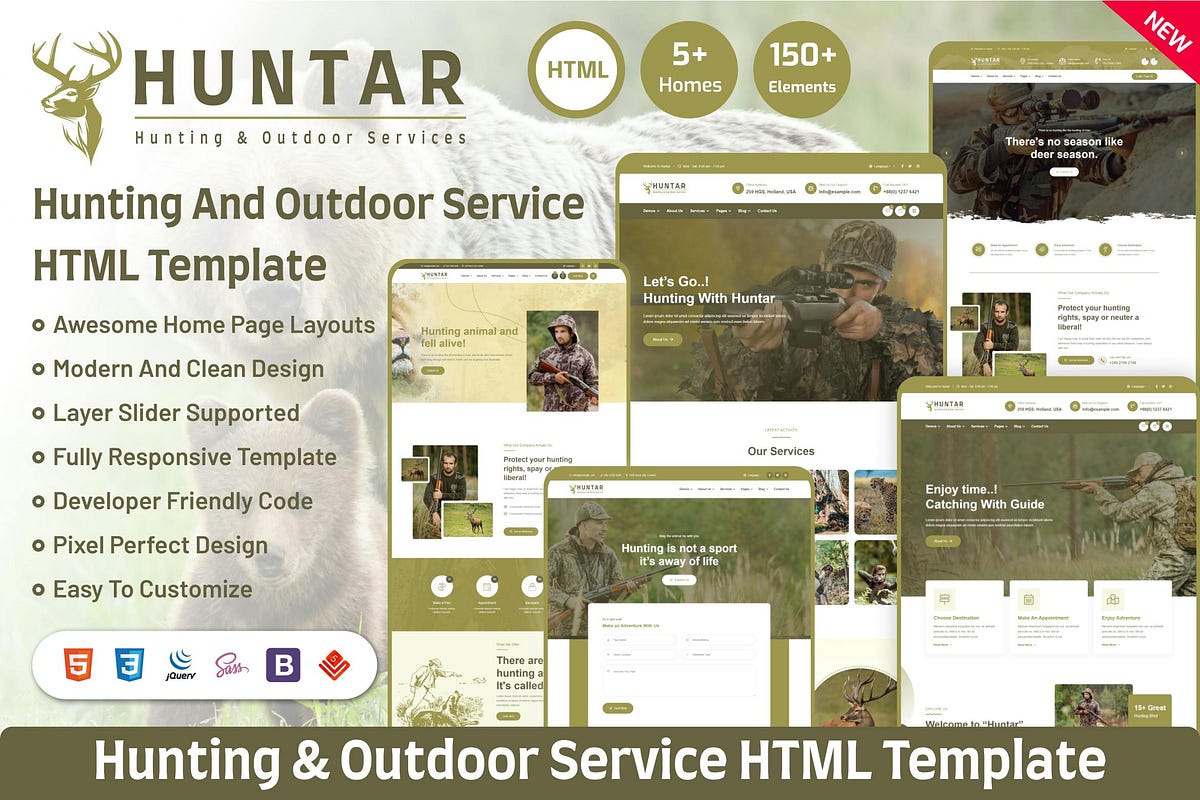 Huntar — Hunting & Outdoor Service HTML Template (Site Templates Web ...