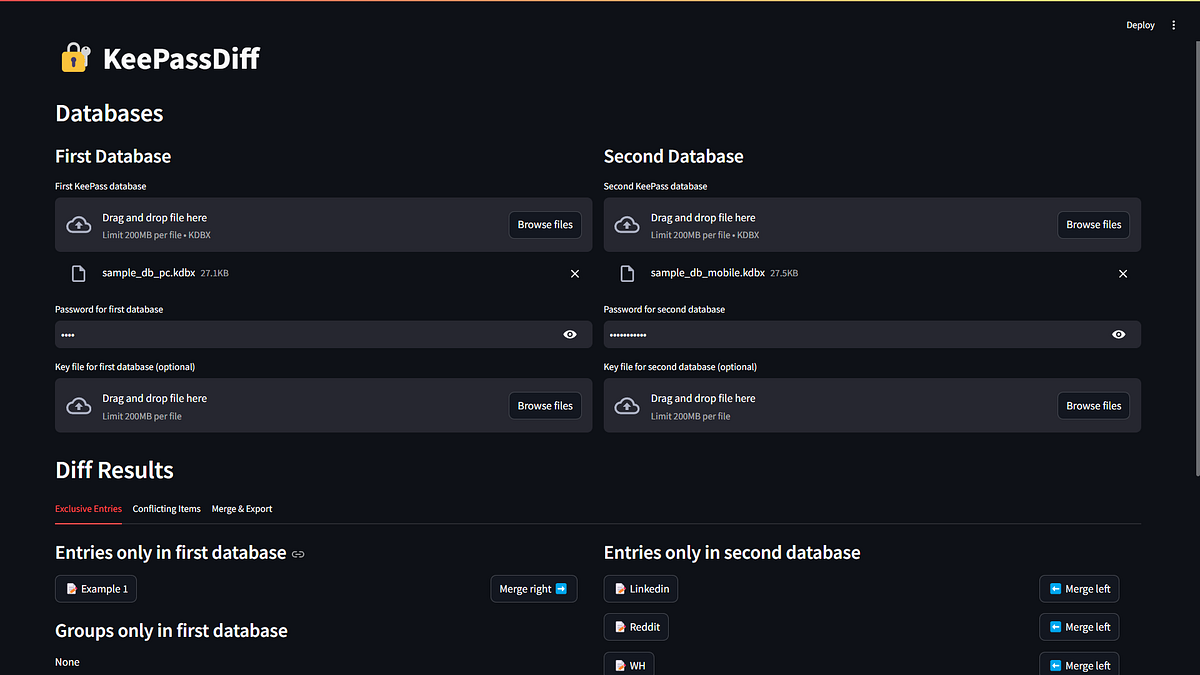 Making a Diff tool for KeePassXC databases | by Billy | Medium