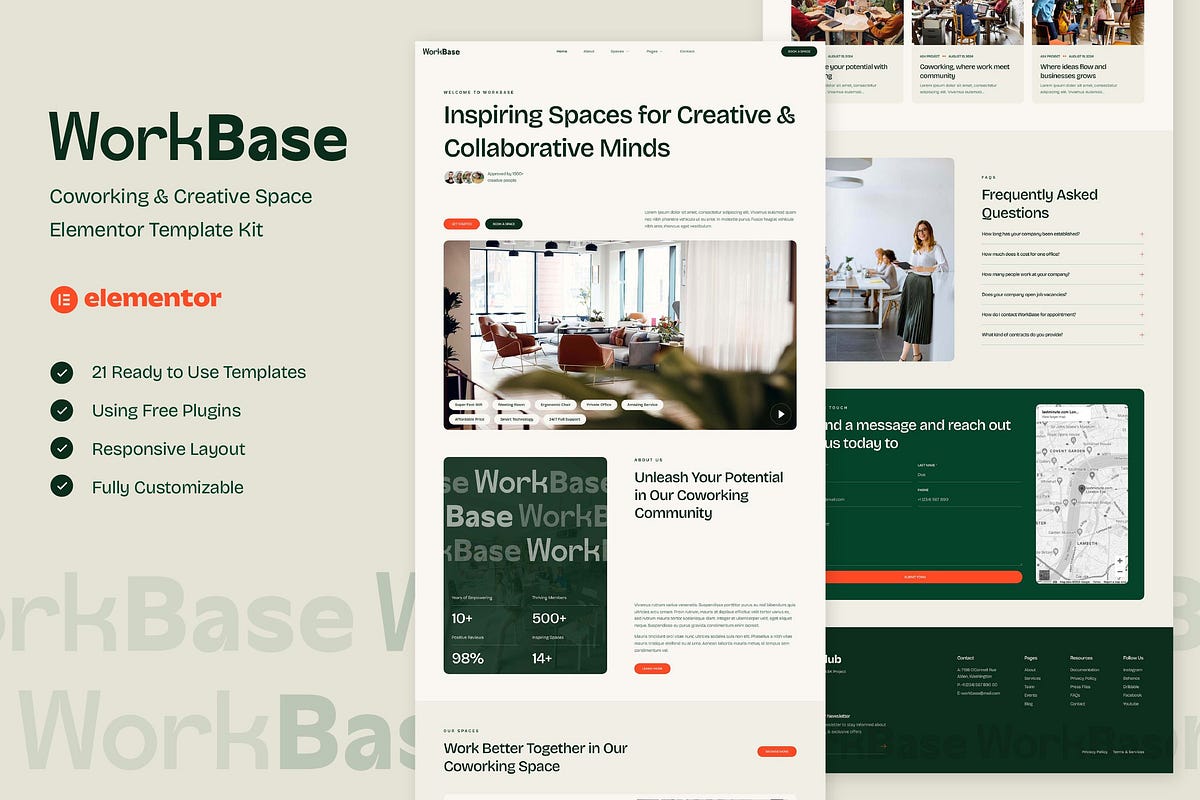 WorkBase — Coworking & Creative Space Elementor Template Kit | by Quantumquicksilver | Sep, 2024 ...