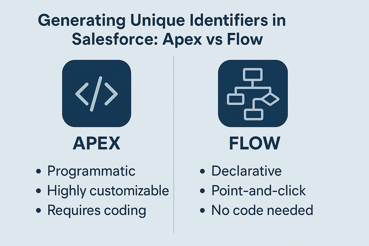 Generating Unique Identifiers in Salesforce: Apex vs Flow | by Raja Saha | Jun, 2025 | Medium