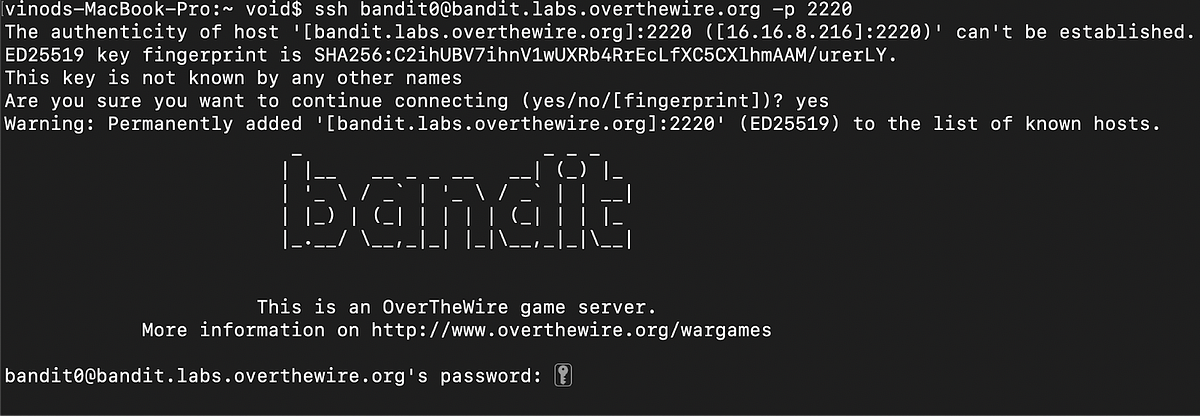 Over the wire: Bandit game level 1 to 15 solution | by The_void1 | Medium