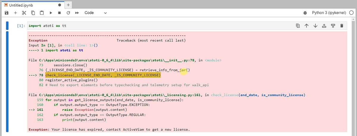 atoti: Your license has expired. Simply upgrade your atoti library to ...