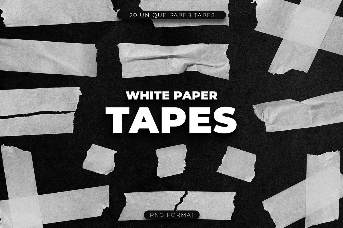 20 White Paper Tape Overlays - Illustrapro - Medium