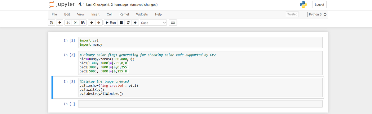 STEP 1: Creating an image using Python code. For this showing the color code supported by the ...