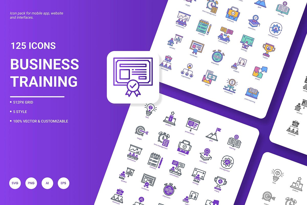 Business Training Icon Pack (Icons Graphics) | by Byteblossom | Apr ...