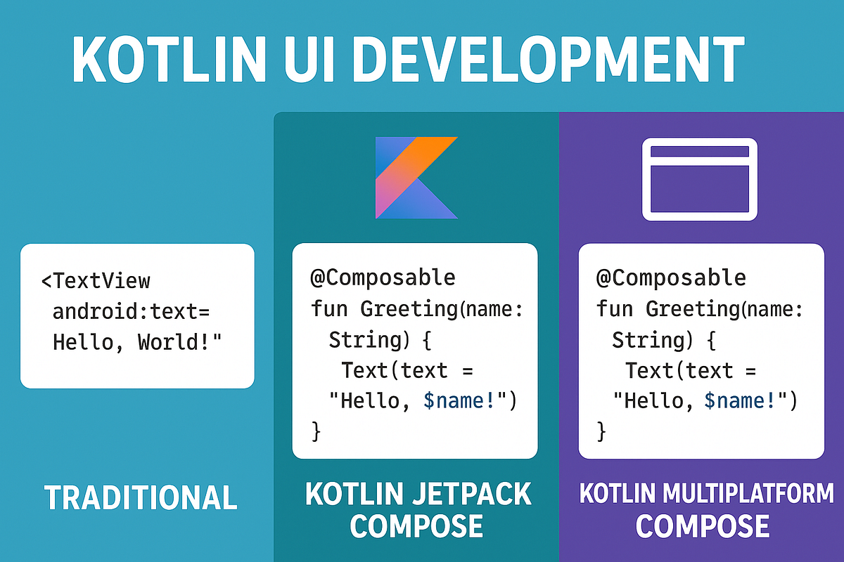 Kotlin UI Development: Traditional XML vs. Jetpack Compose vs. Multiplatform Compose | by Random ...