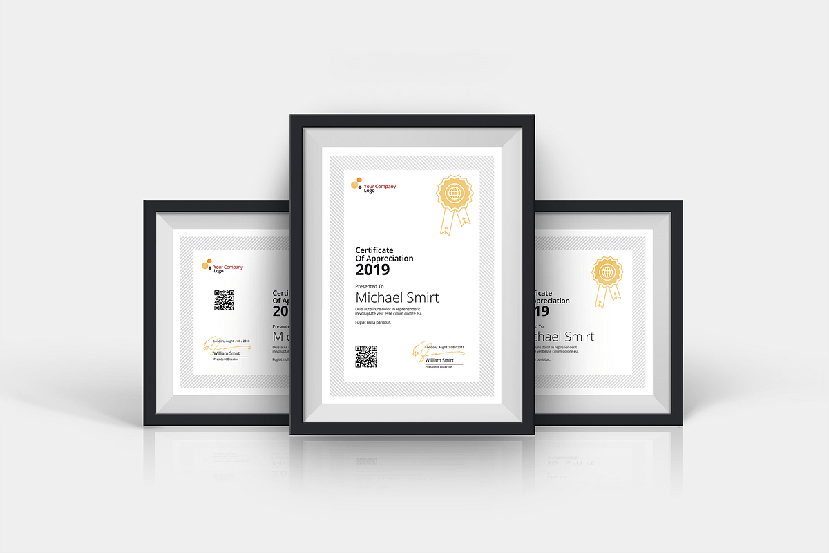 Clean Certificates Print Templates Graphic Templates | by Bytebuilder ...