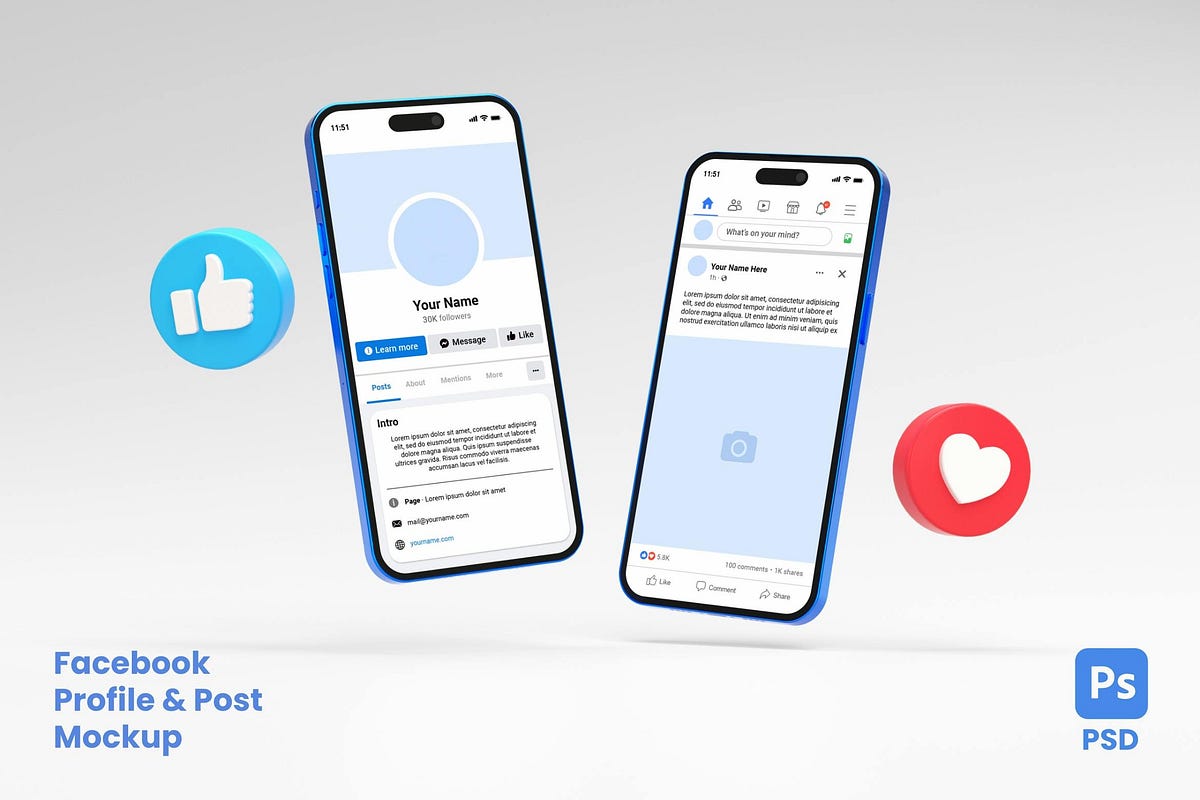 Facebook Profile & Post Mockup (Product Mockups Graphic Templates) | by ...