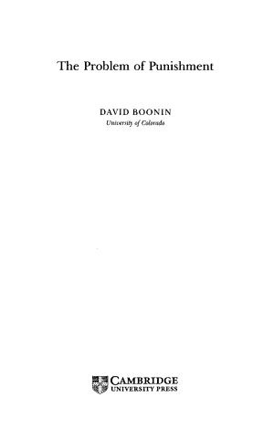 PDF The Problem of Punishment By David Boonin - Libby Ellan - Medium