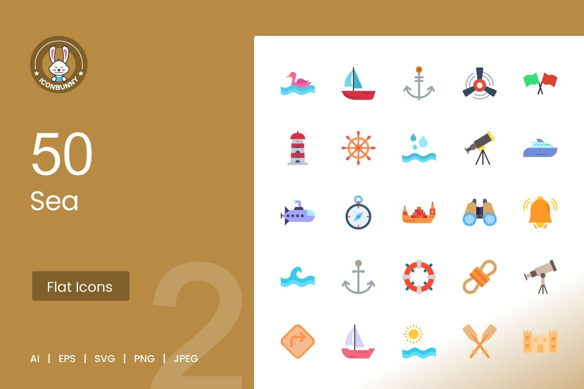 50 Sea Flat Multicolor Icons Graphics | by Presentpulse | May, 2024 ...