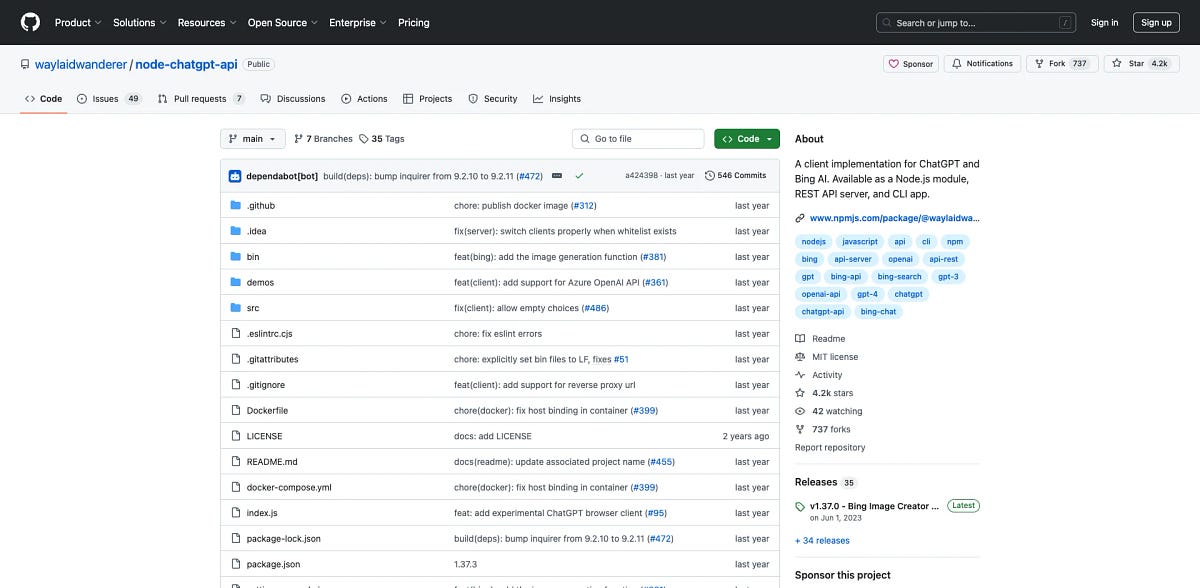 node-chatgpt-api学习资料汇总 — ChatGPT和Bing AI的客户端实现 - leonai - Medium