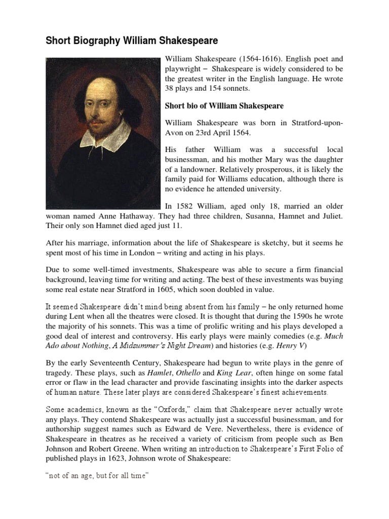 Write a Short Biography of William Shakespeare: Unveil His Genius | by ...