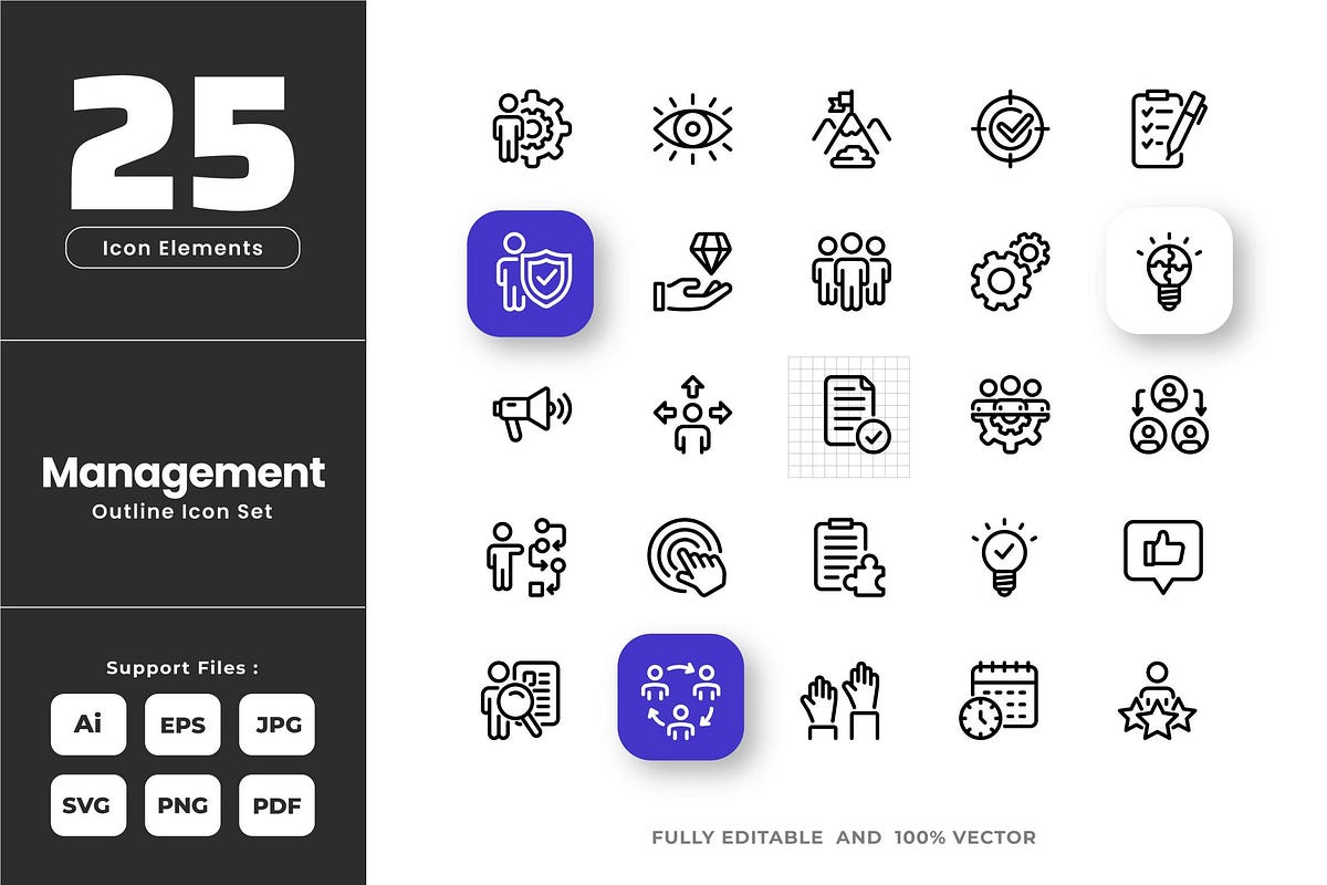 Management Outline Icon Icons Graphics | by Fontfusionist | May, 2024 ...