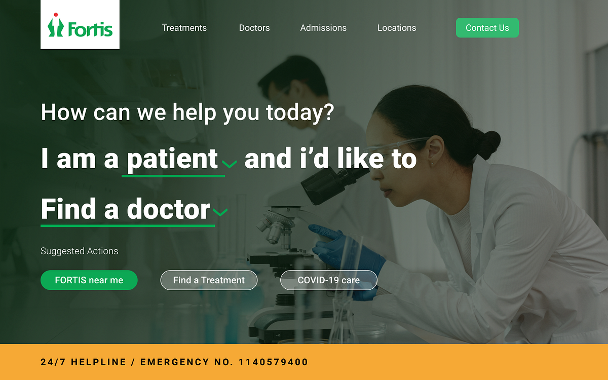 Fortis Hospital website redesign. Challenge | by hardik jhamb | Medium