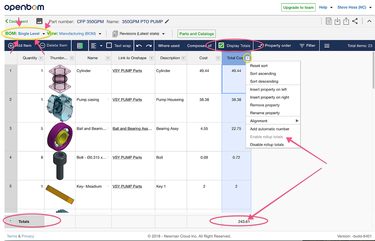 Single click “Enable Total Rollup” menu | by OpenBOM (openbom.com) | Medium