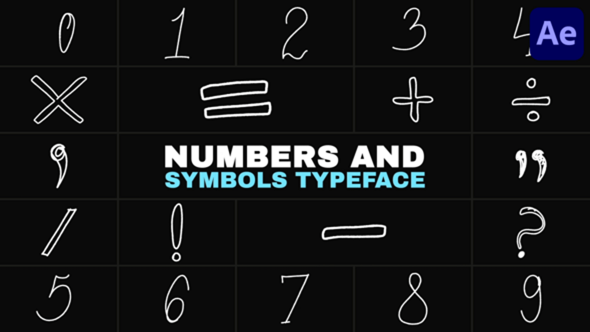 Numbers And Symbols Typeface | After Effects - Cyrngx - Medium