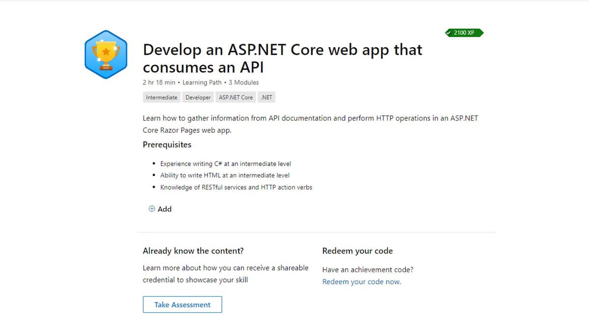 Microsoft Applied Skills Develop An Asp Net Core Web App That Consumes