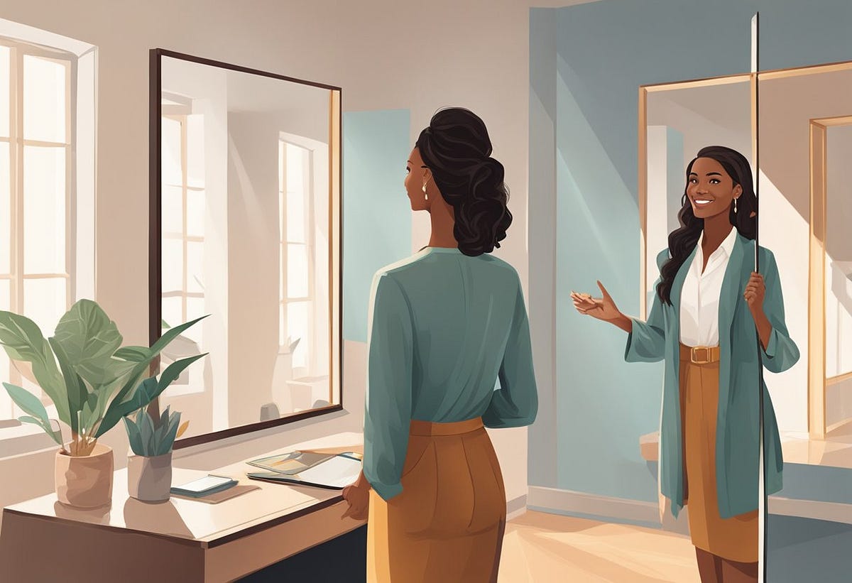 Inspirational Transformation: Woman Reads Aloud Affirmations in the ...