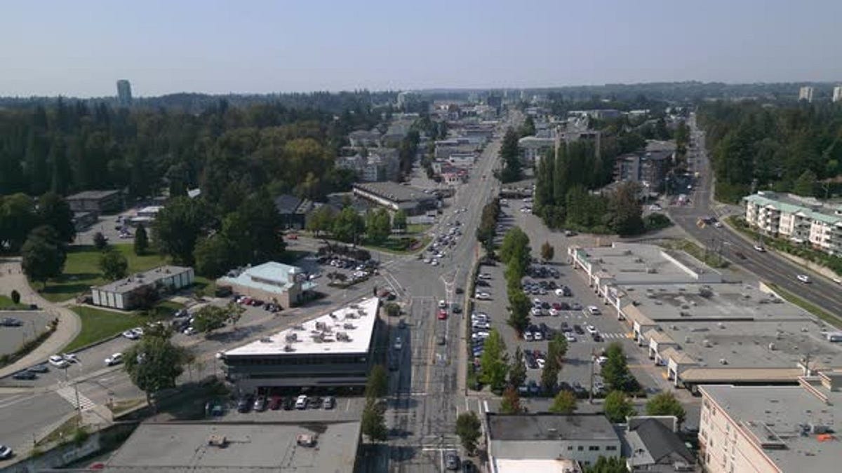 Drone Aerial Footage of Downtown Abbotsford, British Columbia — Rural ...