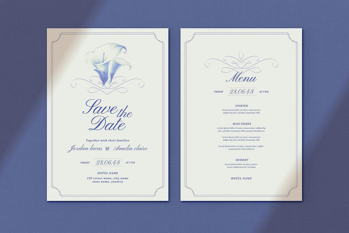 Minimal Wedding Invitation Set Print Templates Graphic Templates | by ...