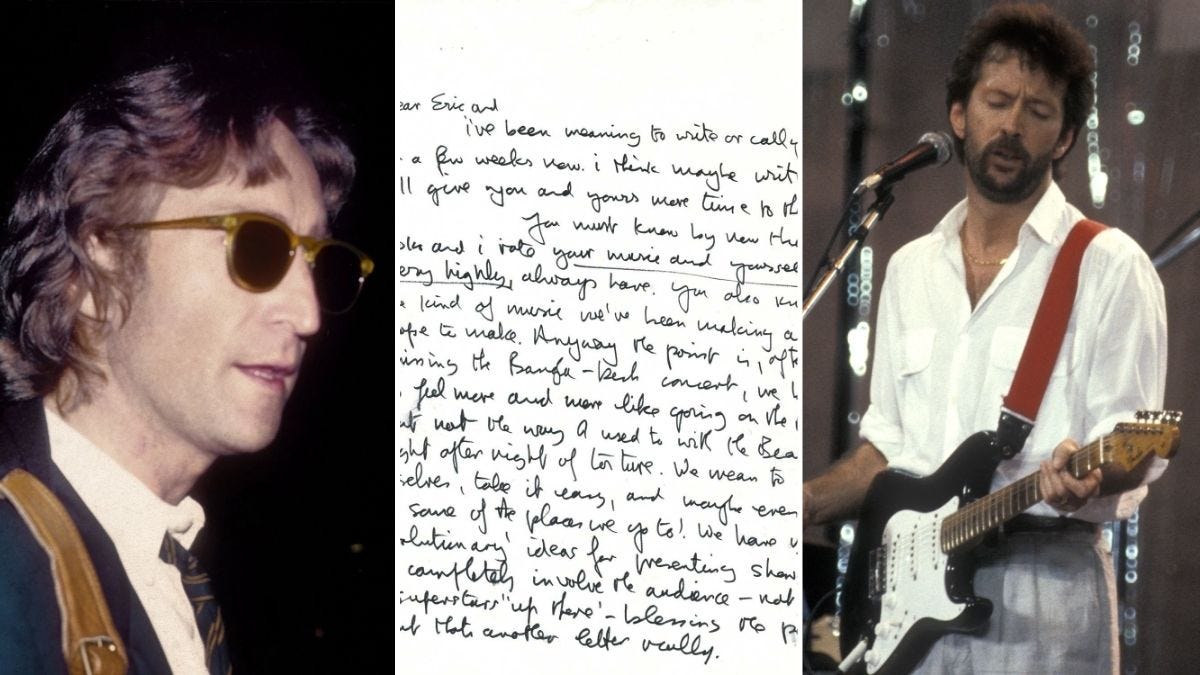 John Lennon letter inviting Eric Clapton to join supergroup to be ...
